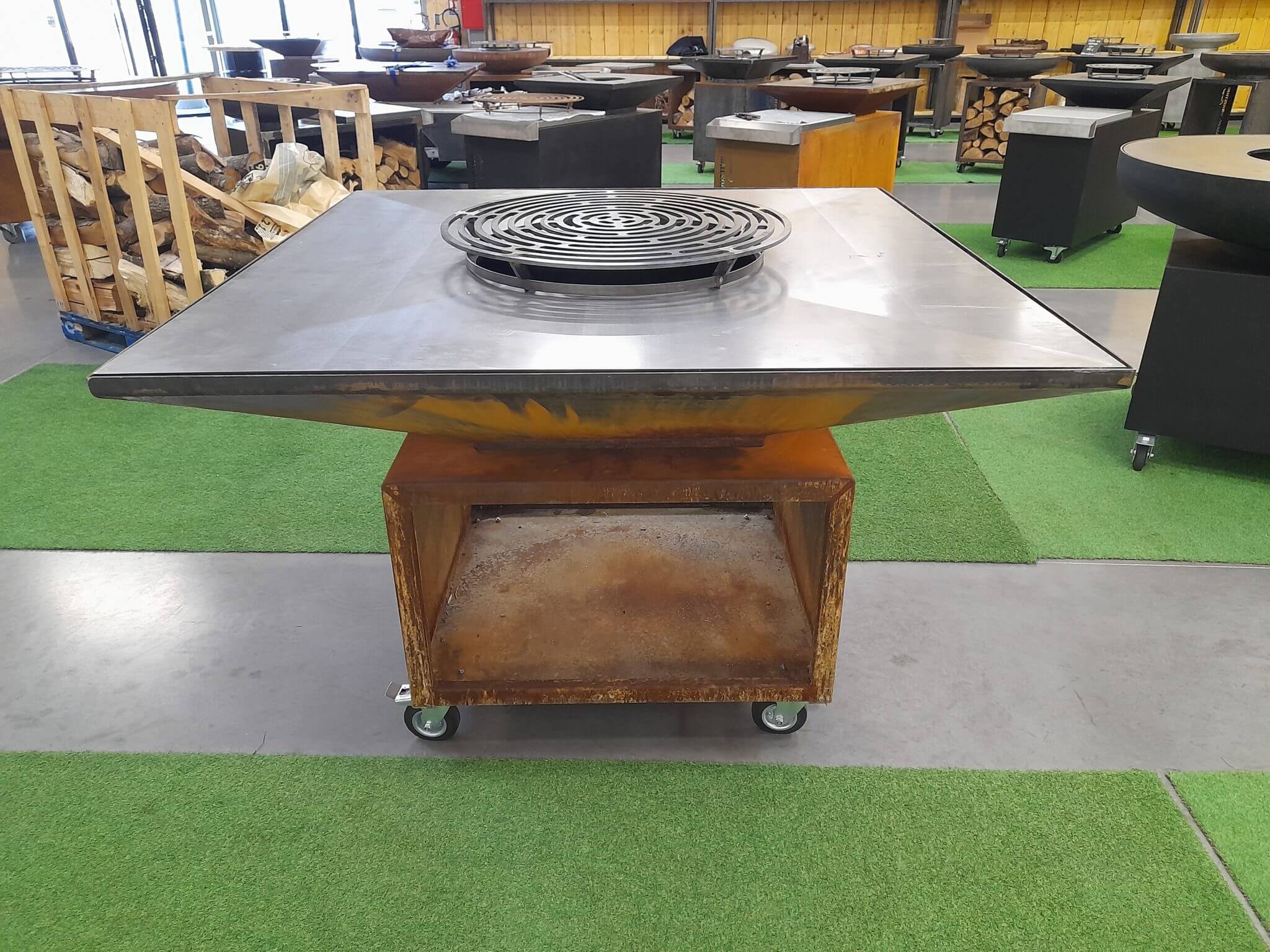 Brasero carré de qualité 150 cm, brasero plancha fait en France