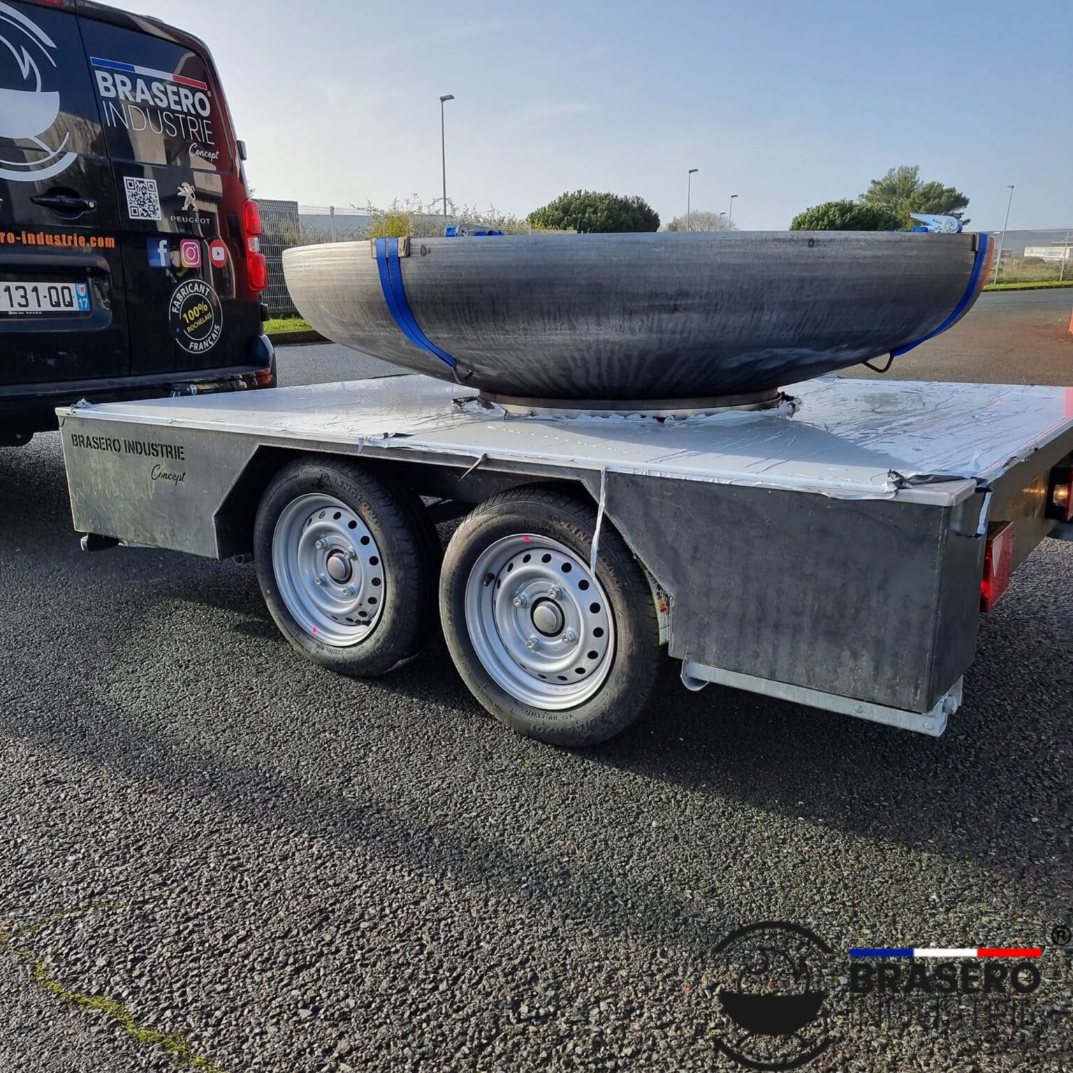 Remorque brasero 175 / 200 cm, braseros pour les professionnels