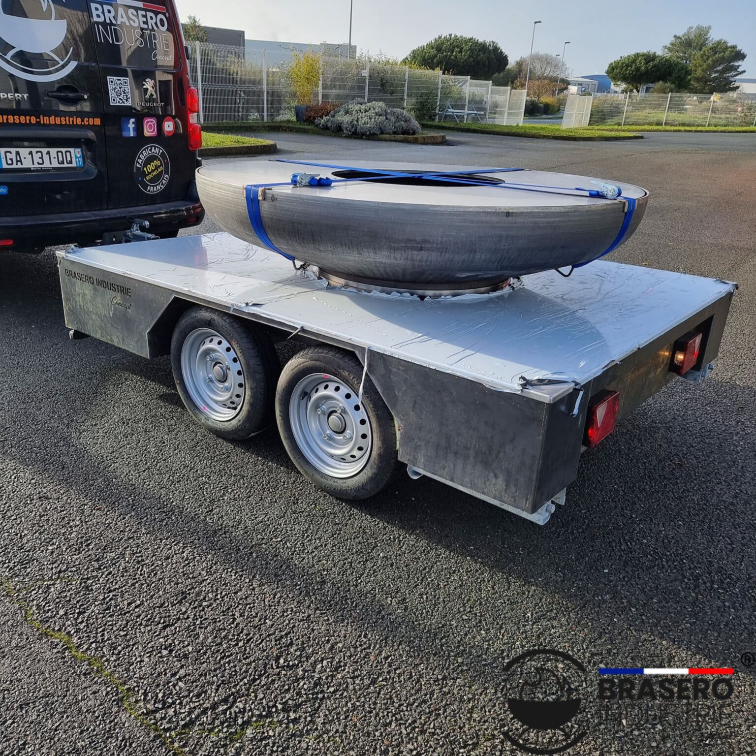 Remorque brasero 175 / 200 cm, braseros pour les professionnels